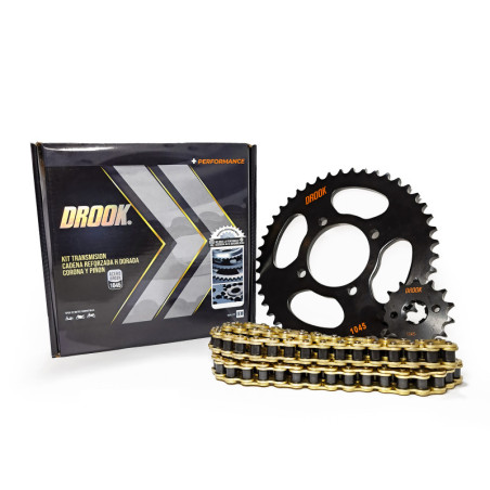 KIT DROOK+ 1045 NEGRA TRIP/SMASH 15/35 CAD DORADA 428H-110 (CAJAX10)